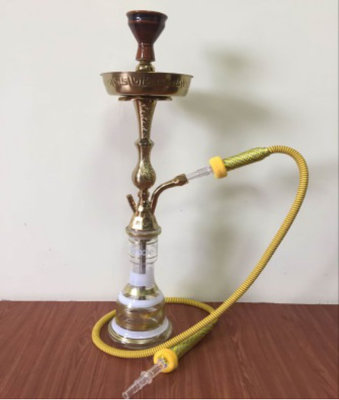 Chinese Manufacturer Arab Style Zinc Alloy Hookah Golden Line Glass Bottle for Bars and Shisha Lounge