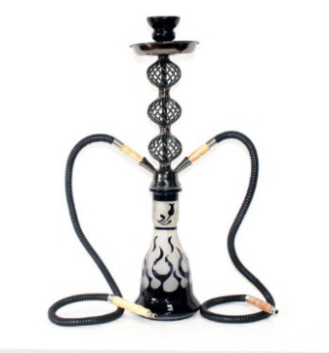 Woyu Black Iron Hookah Glass Vase Arab Shisha with 2 Hoses and Bowl