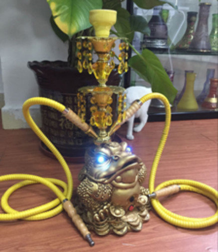Woyu Chinese Toad Style Double Hoses Charcoal Resin Hookah Shisha with LED Light
