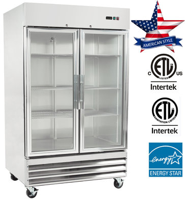 Upright Glass Door Refrigeator, reach in refrigerator, stainless steel refrigerator commercial refrigeator ETL UL