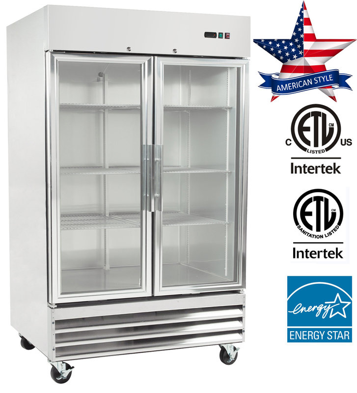 Upright Glass Door Refrigeator, reach in refrigerator, stainless steel refrigerator commercial refrigeator ETL UL