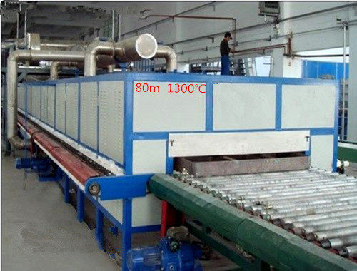 Natural gas roller furnace 80m 1300℃ Ceramic roller furnace China Furnace Factory