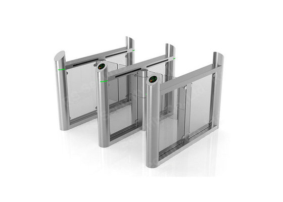 PVC Arm Supermarket Swing Gate , RFID Servo Motor Glass Turnstiles System