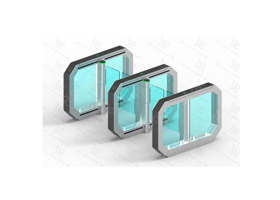 Full Automatic Waist Height Glass Arm Security Swing Gate With Post Card Reader