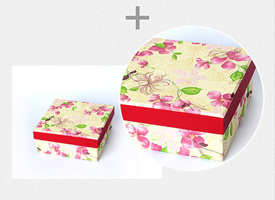 Las cajas de cartón Lidded florales de la Navidad vacía colorearon hermoso impreso