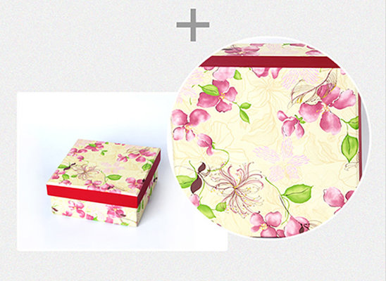 Las cajas de cartón Lidded florales de la Navidad vacía colorearon hermoso impreso