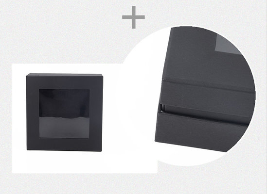 Cajas de regalo bastante negras de la cartulina, base clara de la ventana del PVC y cajas de cartón de la tapa