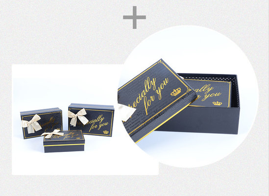 Cajas de regalo decorativas negras de la cartulina, base del Bowknot y cajas de cartón únicas de la tapa