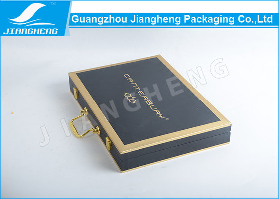 Cajas de lujo negras de madera de la caja/de regalo del té del MDF del estilo atractivo con el logotipo de oro