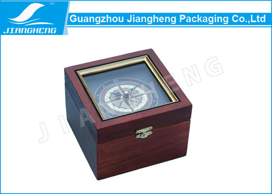 Caja de regalo de madera de lujo de madera del reloj de las cajas de regalo del color de Brown con la ventana clara