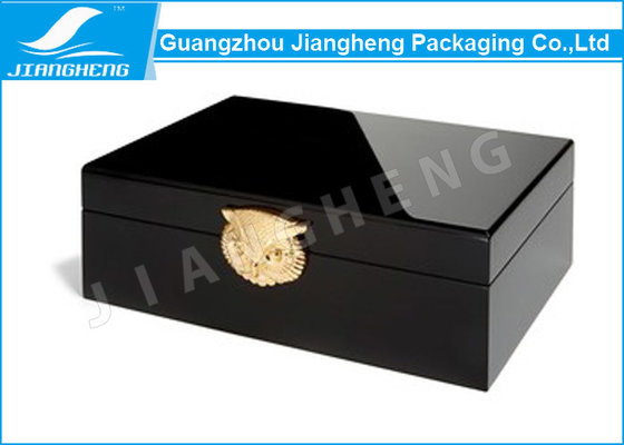 Caja de regalo de madera llana superficial brillante/cajas de madera decorativas con la cerradura de oro