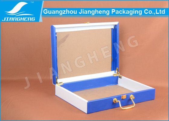 Caja de regalo de seda a todo color del cuero de la impresión que empaqueta con la manija/la cerradura del oro