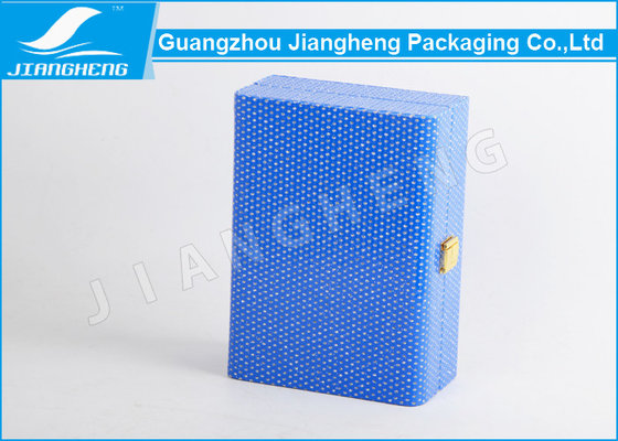 Caja de regalo tamaño pequeño del cuero de la PU del azul/caja de empaquetado del cuero con la cerradura del oro