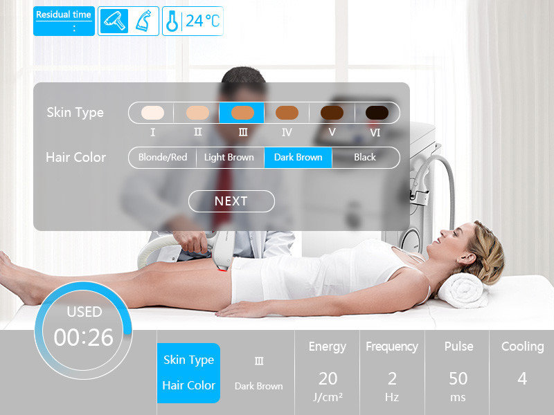 ABS Material 808nm Laser Hair Removal Machine With Touch Cooling System