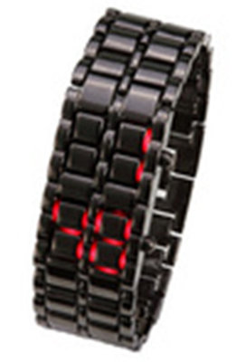Fashion Trendy Japan Iron Samurai LED Metal Wrist Watch Lava LED For Mens
