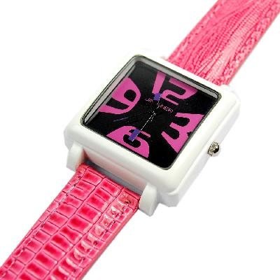 Women Mens Big Dial Big Numeral Quartz Watch Wrist Watch Black PU Belt