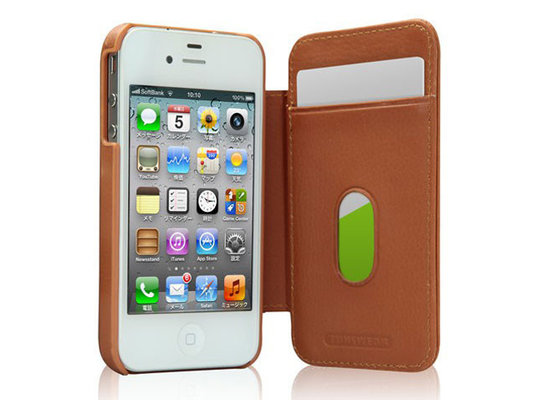 Durable Red PU Leather Iphone Protective Case with Card Holder , iPhone 4 cover