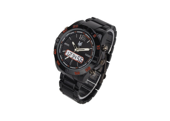 Japan Movement Analog Digital Wrist Watch For Men With EL Back Light Dual Time Display