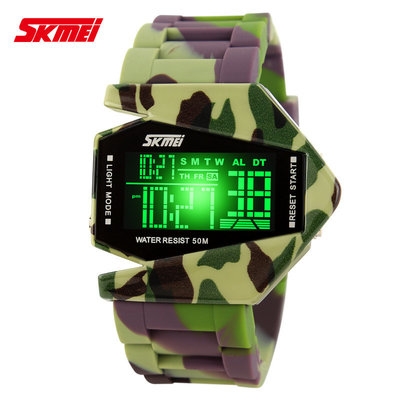 Camo Design LCD Analog Watch USA European Market Metal Case Silicone Band
