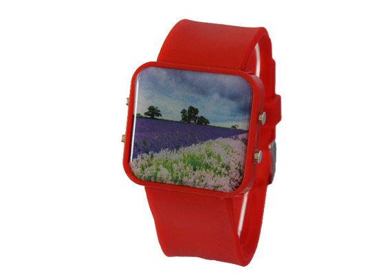 Big Square Pattern Touch Screen Digital Watches Stainless Steel Back for Children