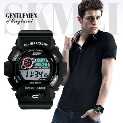 5 ATM Cool LCD EL Backlight Watch For Men , Waterproof Wrist Watch