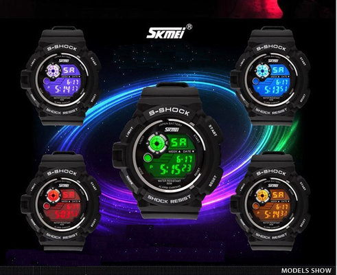 Leisure LCD EL Backlight Watch With Alarm 50m Water Resistant For Men