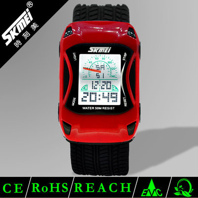 Popular LCD Digital Watches Car Sharped Sport Carton For Funny Kids