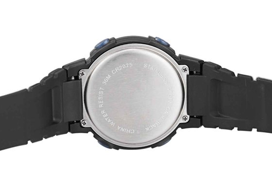 Shock Resistant 12 / 24 hr LCD Digital Alarm Watches With ABS Case , PU Plastic Band