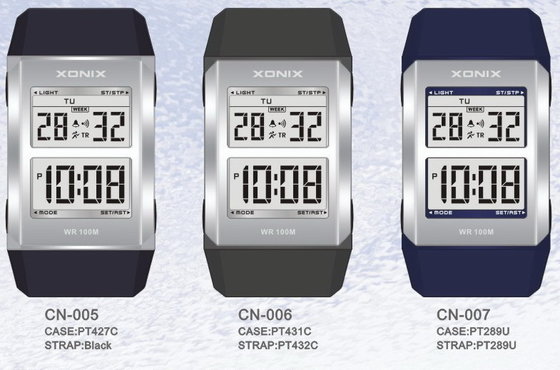 rectangular business Quartz Gents Digital Watch with two window bezel and 100m water resistant EL light & multi-functio