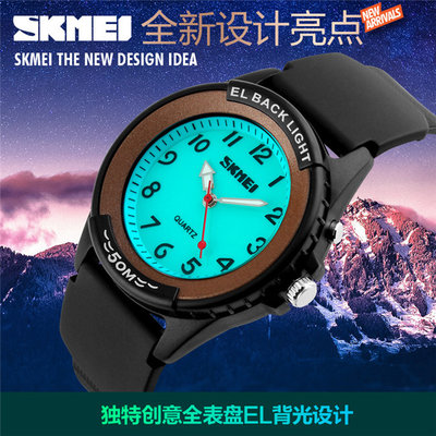 Stainless Steel Back Pu Strap Japan Movt Womens Quartz Watches With Back Light