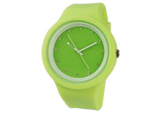 Green Silicone Jelly Watch with Silicone Gel Wrist Band and Large Round Analog Face