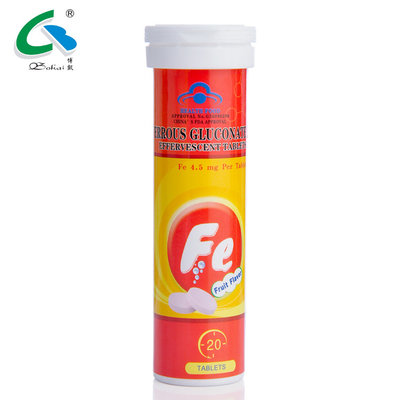 Ferrous Gluconate Private Label Effervescent Tablets 10 Tablet / Tube White Color