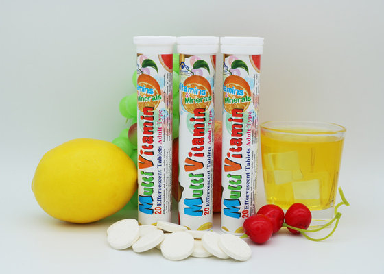Sweet / Sour Vit C Effervescent Tablets , Round Shape Calcium Effervescent Tablets