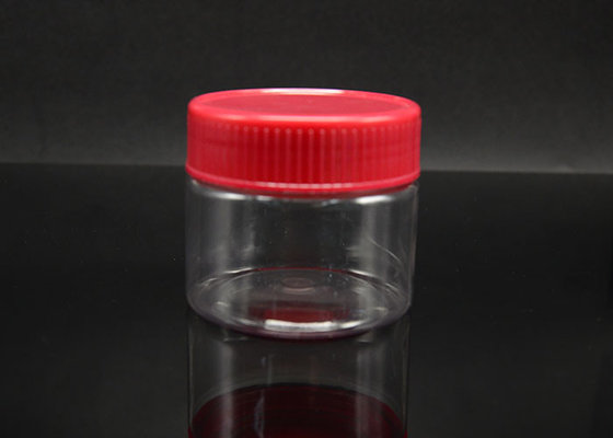 110ml cosmetic clear PET jars with red lid