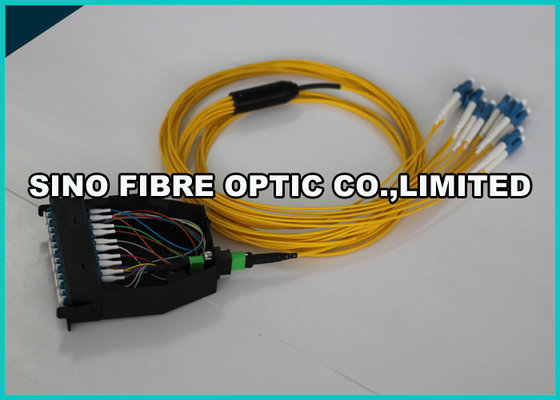 Fiber Optic Assembly 12F MPO To LC Breakout Cable 40 Gig 9 / 125um With Cassette