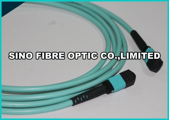 Aqua Fiber Optic Cable Multimode , 3.0MM 40Gig MPO 12 Cable Optical Fiber