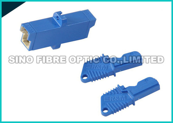 SC Footprint E2000 APC Adapter Fiber Optic Blue Plastic Housing Flange With 2 Holes