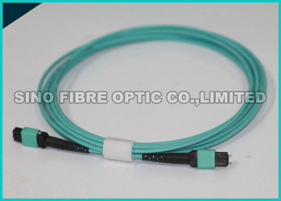 Pinned MPO Fiber Optic Cable Aqua Outer Sheath MPO Patch Cord 10 Meters Length