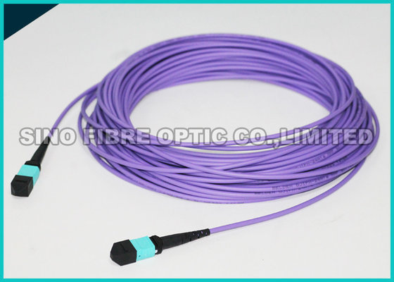 Violet 100G MPO Fiber Optic Cable Multimode 24 OM3 Optic Trunk  LSZH Cable