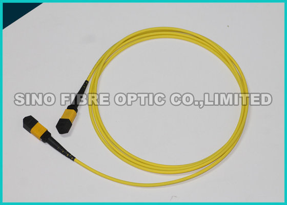 Yellow Jacket Female MPO 24 Fiber Cable Single Mode No Pin 3.0mm APC Polish