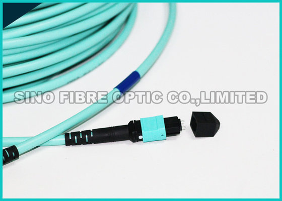 10 Foot MPO to MPO Fiber Optic Cable 8 Aqua Trunk OFNR Plenum Cable Polarity B