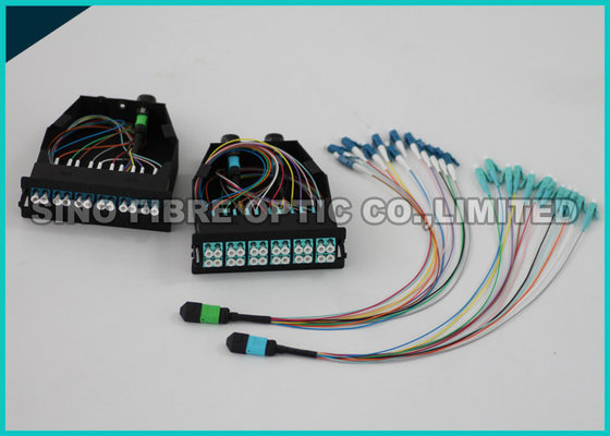 Fiber Optic Assembly 1U Patch Panel 24 port LC MTP Cassette Multimode OM3 Fan Out