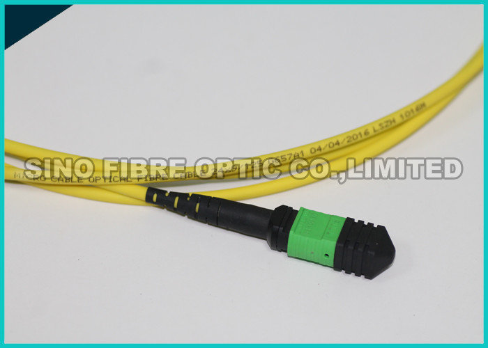 24 Strands MTP MPO Fiber Breakout Cable , Yellow Fiber Ribbon Cable 1 Meter