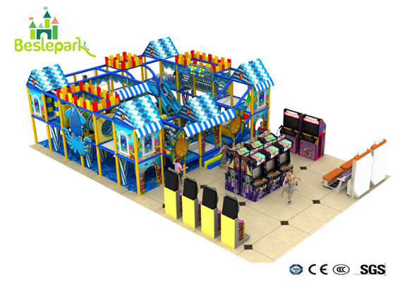 Amusement Park Ocean Themed Playground With Plastic Slide CE Certification