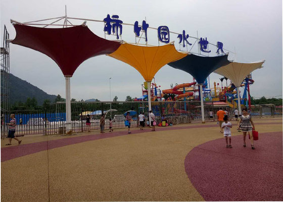Colorful Tensile Fabric Structures , Roof Shade Structures For Park Shade Metal Frame