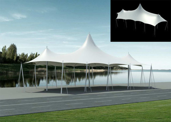 PVDF Sail Fabric Shade Structures Light Steel Tube Support Tension Buildings