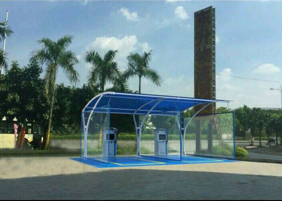 Lightweight Tensile Membrane Structures Metal Frame Car Park Canopy For Wash