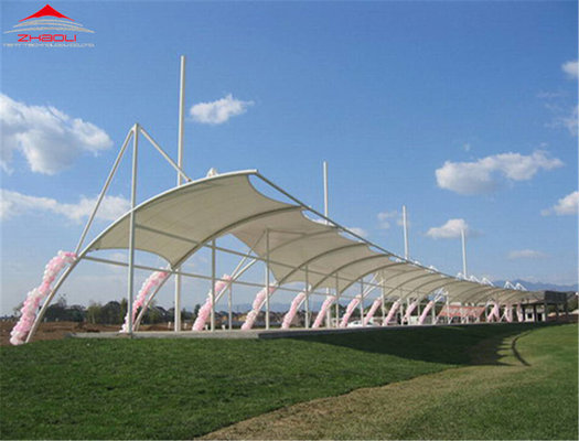 Long - Span Natural Lighting Tensile Fabric Structures For Car Park Shed