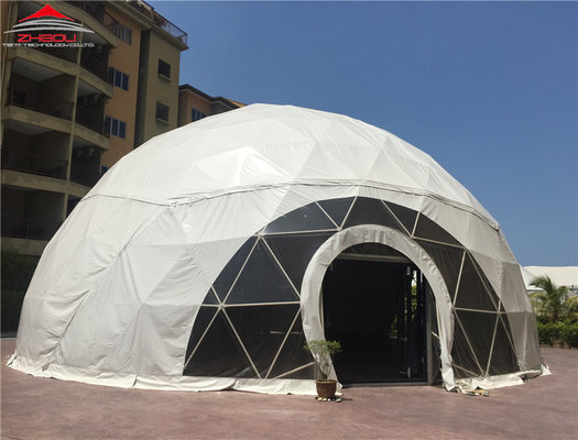 White PVC Fabric Geodesic Dome Shelter / Transparent 5m Small Dome Tent