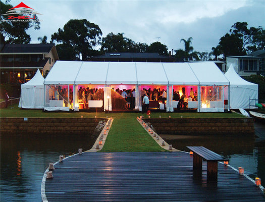 20mx40m Transparent Top White PVC Marquee Tent With Chairs Span Width 60m